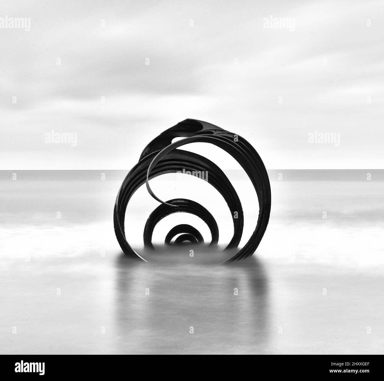 Modern art installation Mary's shell on the beach at Cleveleys shot in ...