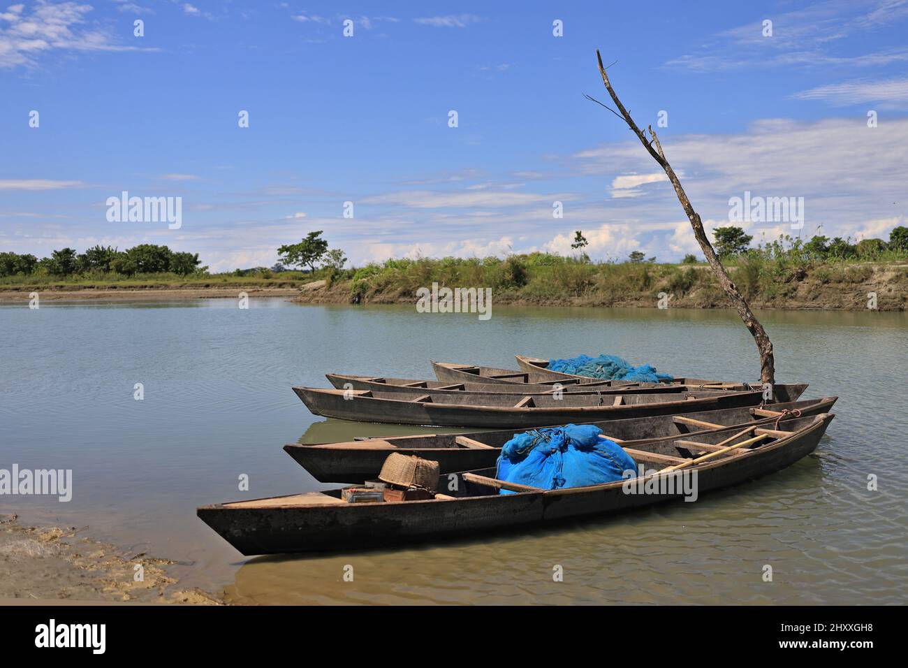 Closeup of boats on a river in Assam, India Stock Photo - Alamy
