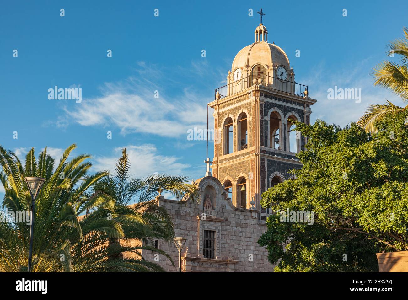 Loreto, Baja California Sur, Mexico. Bell tower on the Loreto Missioin ...