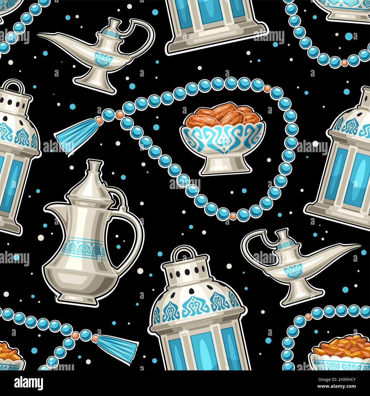 Vector Ramadan Iftar Seamless Pattern, decorative wrapping paper with ...