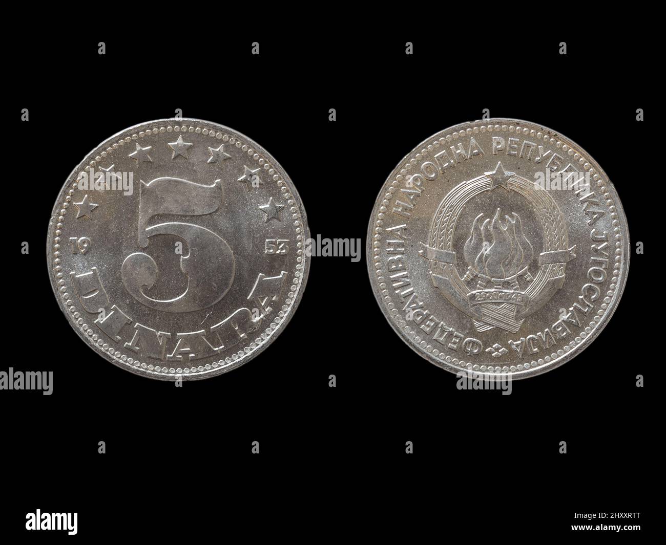 Top view of vintage Yugoslavian dinar coins Stock Photo - Alamy