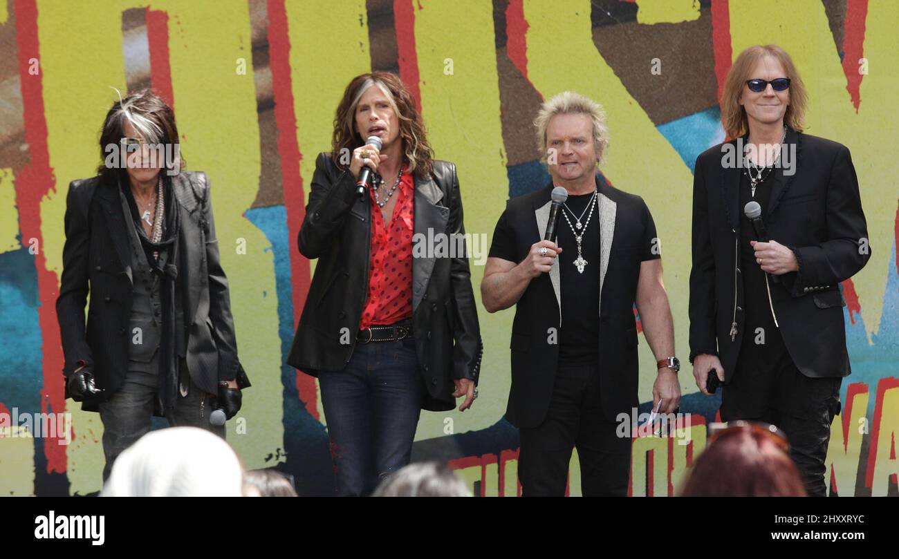 Joe Perry, Steven Tyler, Joey Kramer, and Tom Hamilton of Aerosmith at ...