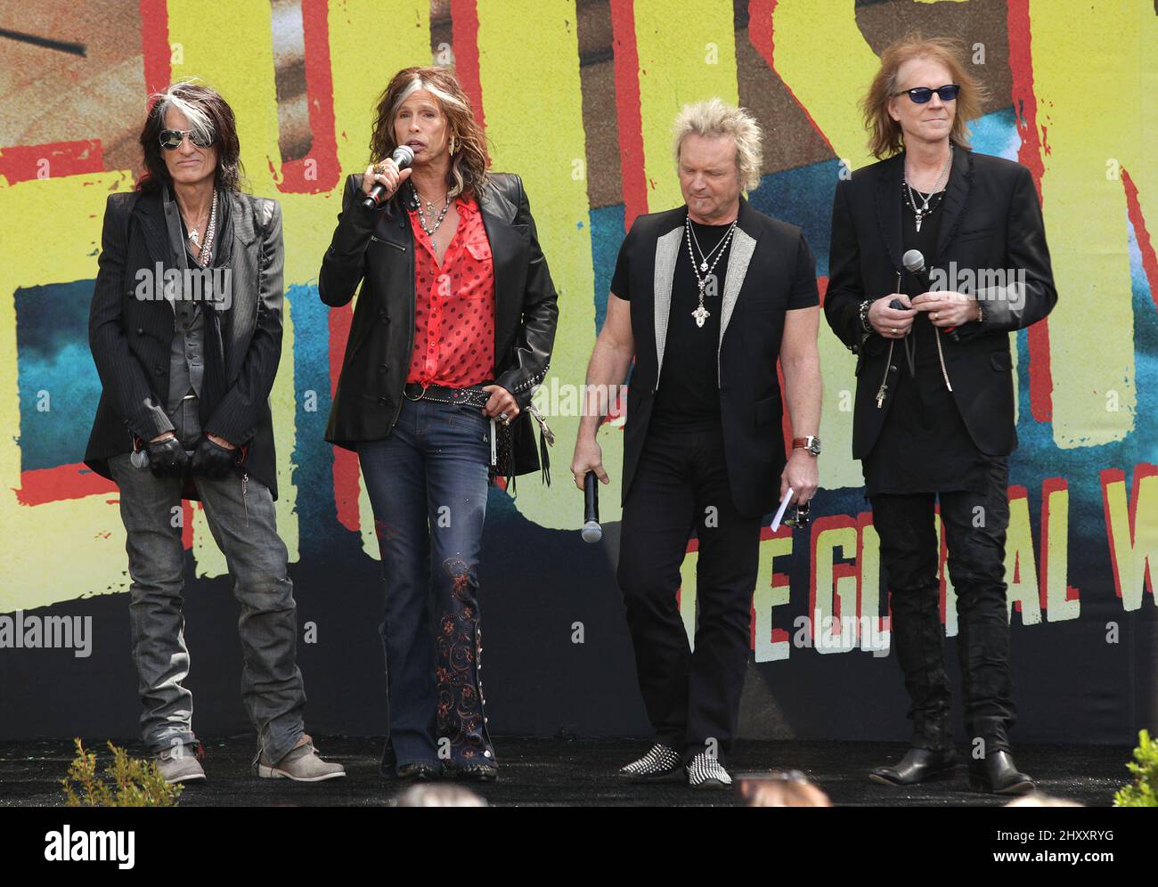 Joe Perry, Steven Tyler, Joey Kramer, and Tom Hamilton of Aerosmith at ...