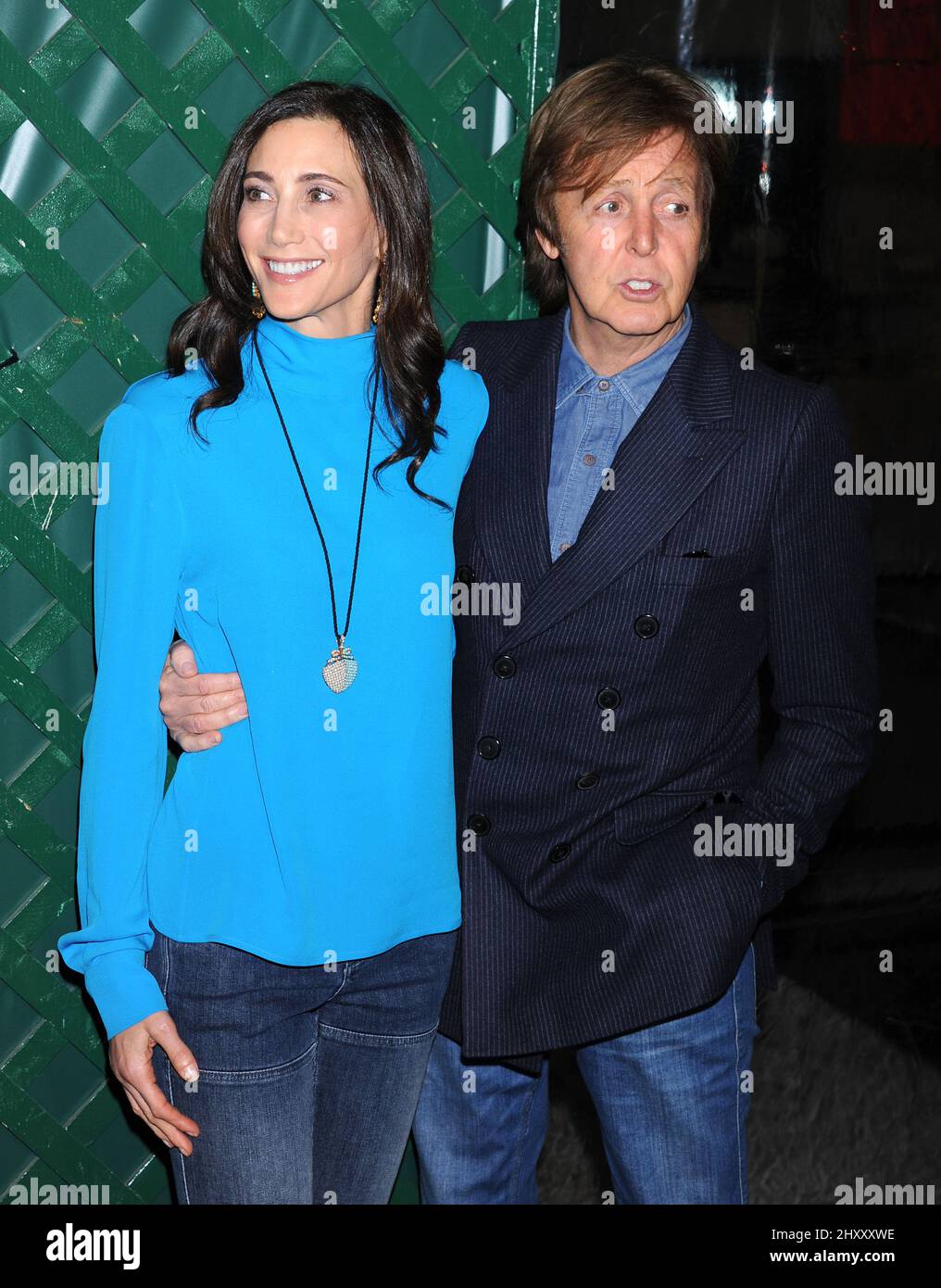 Paul McCartney and Nancy Shevell attending the "My Valentine" video ...