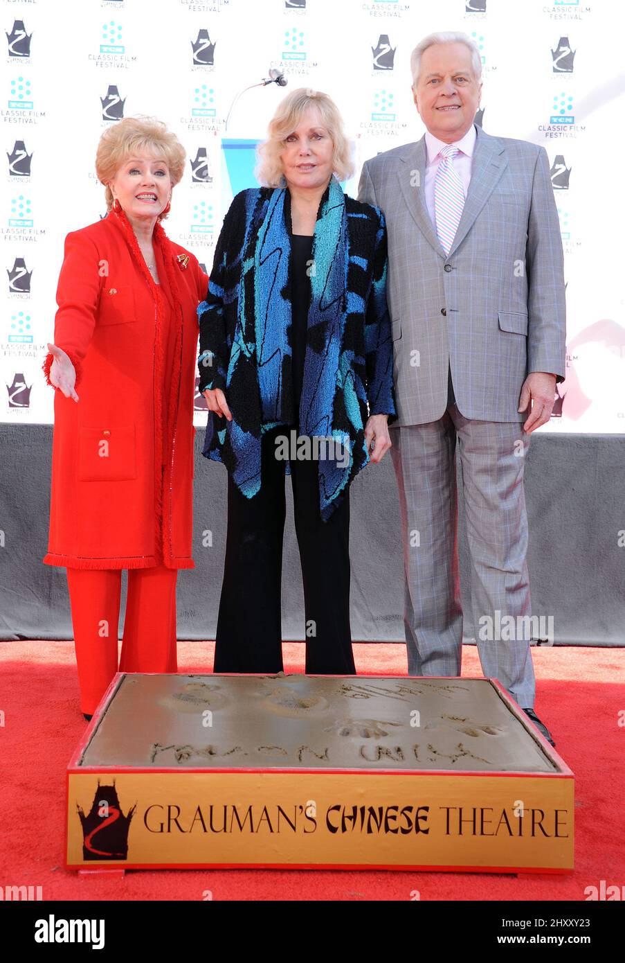 Debbie Reynolds, Kim Novak and Robert Osbourne attending the her Hand ...