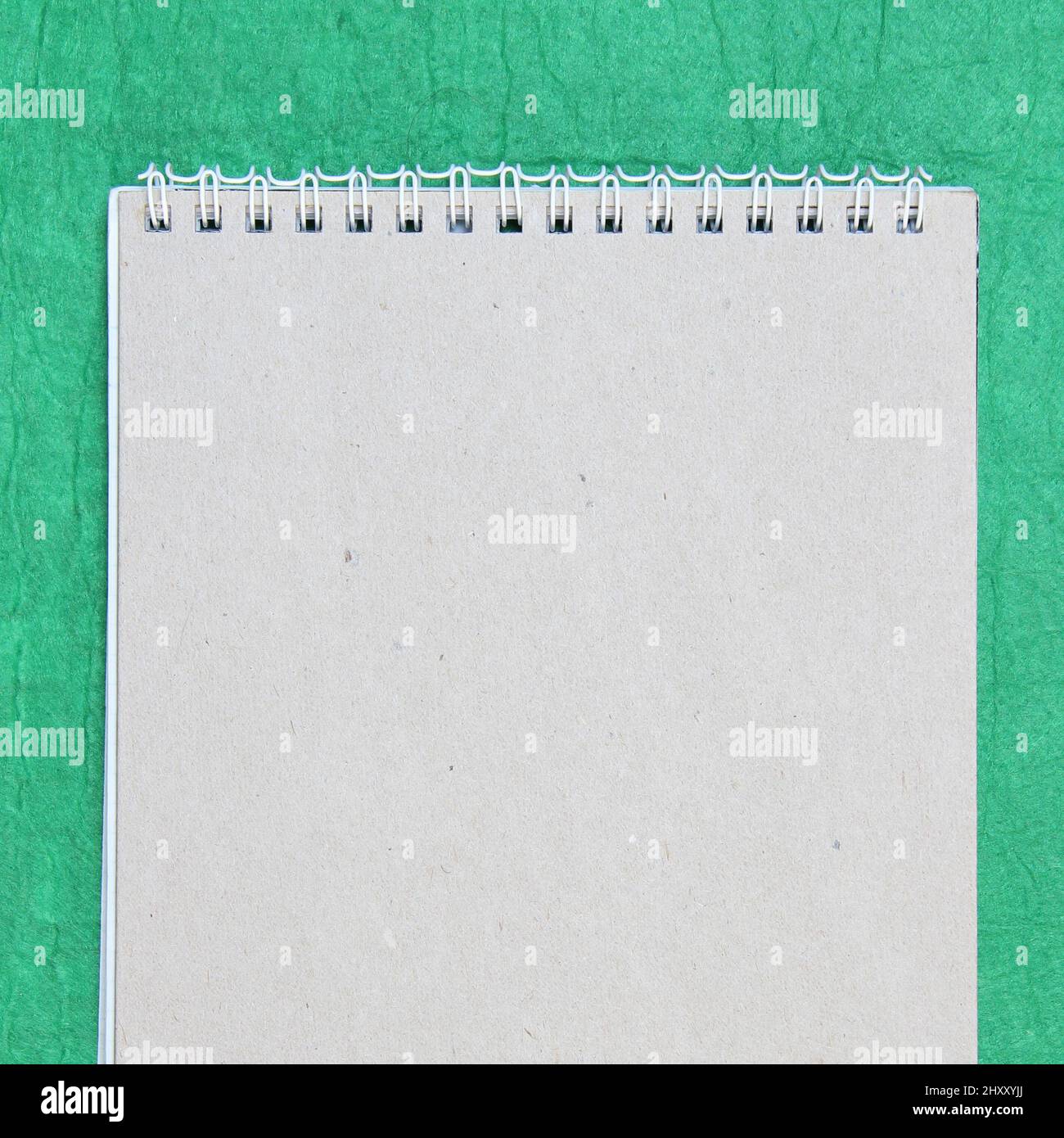 White and gray notepad sheet with spiral against the background of ...