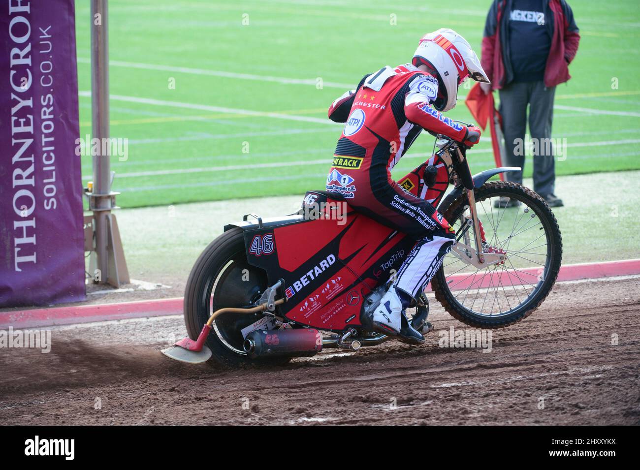 MANCHESTER, UK. MAR 14TH Max Fricke - Belle Vue 'ATPI' Aces during the Belle Vue Speedway Media ...