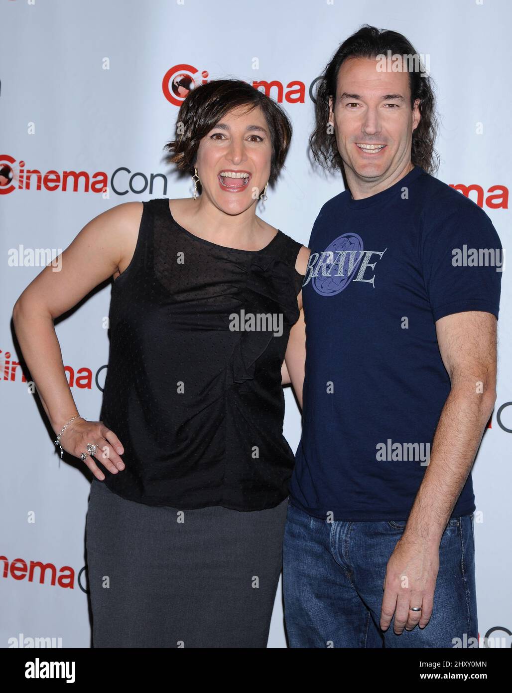 Katherine Sarafian and Mark Andrews during the Disney Dreamworks Marvel ...