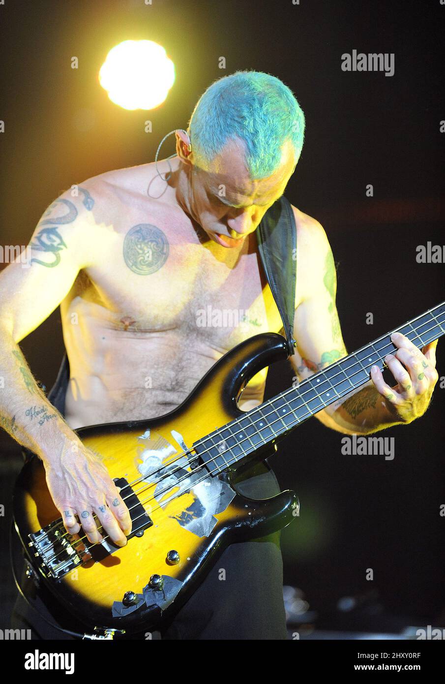 Flea Balzary of the Red Hot Chili Peppers during their 2012 tour at the ...
