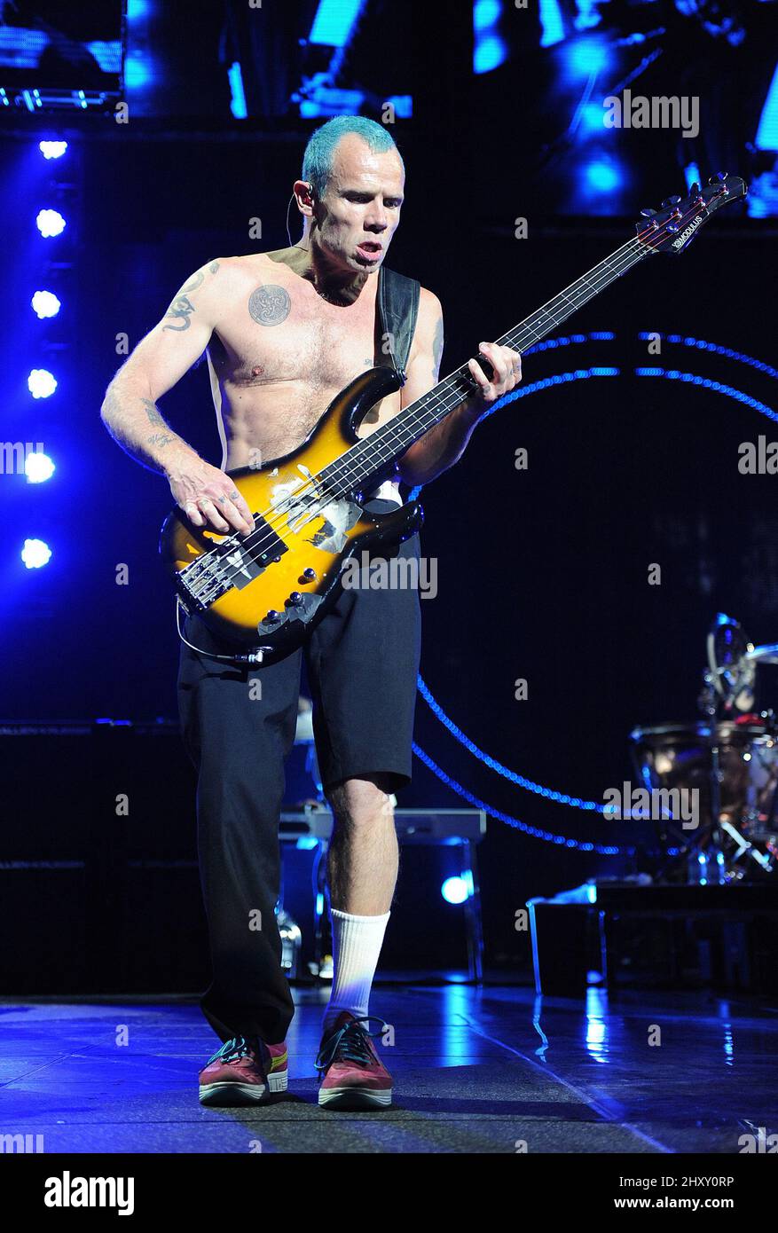 Flea Balzary of the Red Hot Chili Peppers during their 2012 tour at the ...