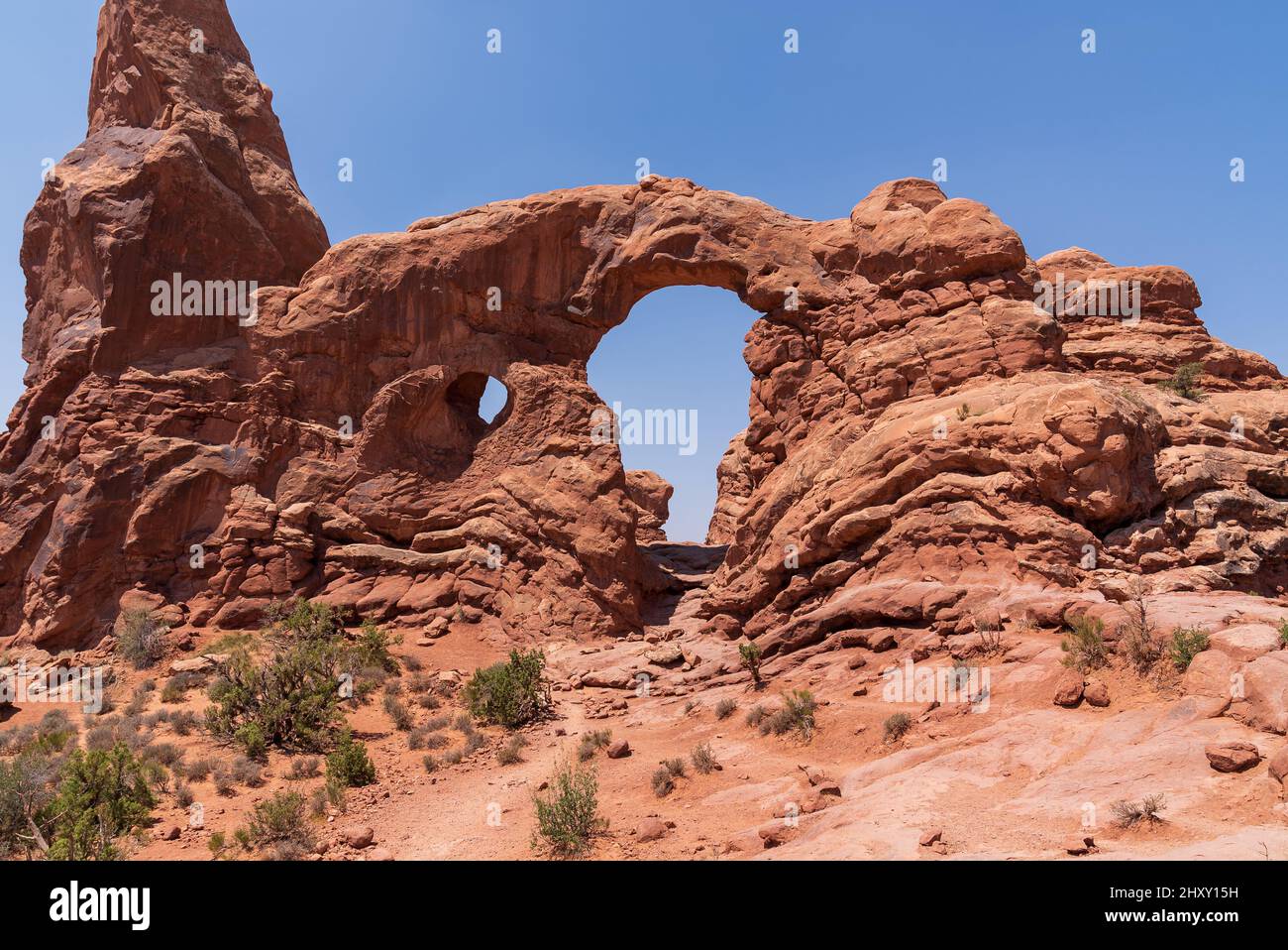 Natural view of the famous Mesa Arch in Canyonlands National Park in ...