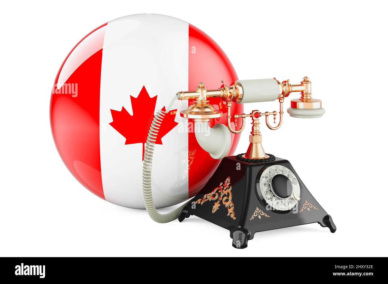 Phone with Canadian flag. Communication services in Canada, concept. 3D ...