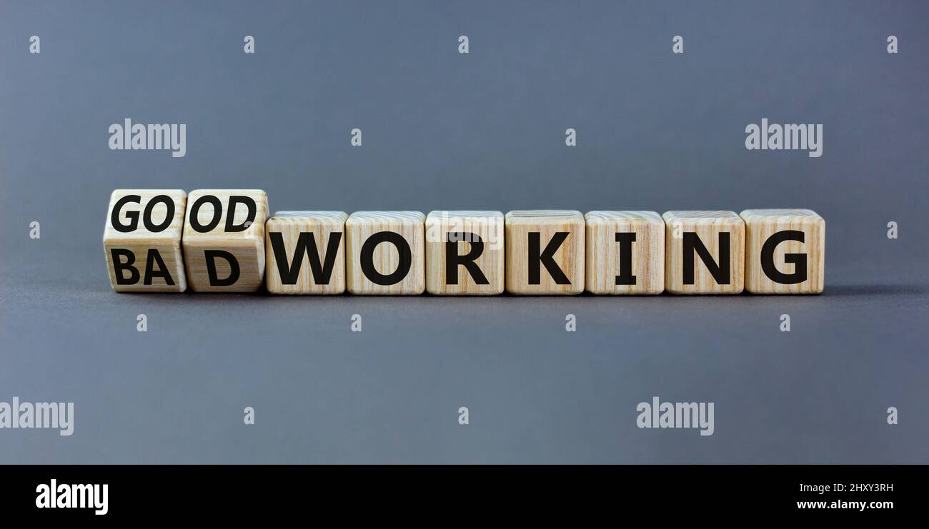Good or bad working symbol. Turned wooden cubes and changed words bad ...