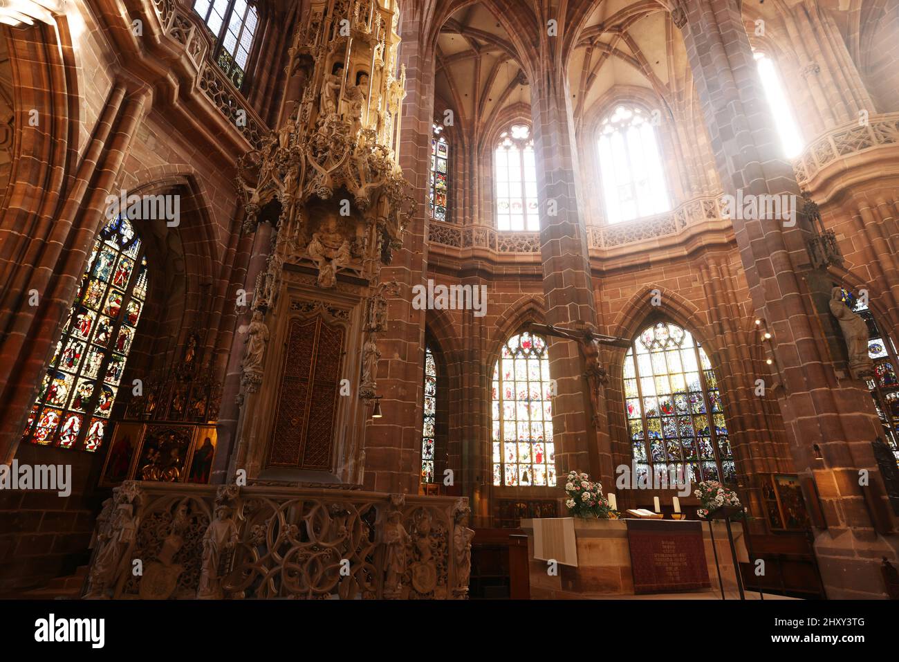 Kunst, Kirche, Gotik, Nürnberg, gotische Lorenzkirche in der City, in ...