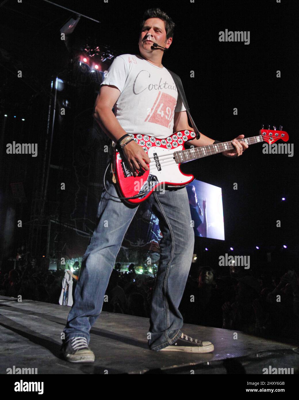 Rascal Flatts,Jay Demarcus on stage during day 2 of the Bayou Country ...
