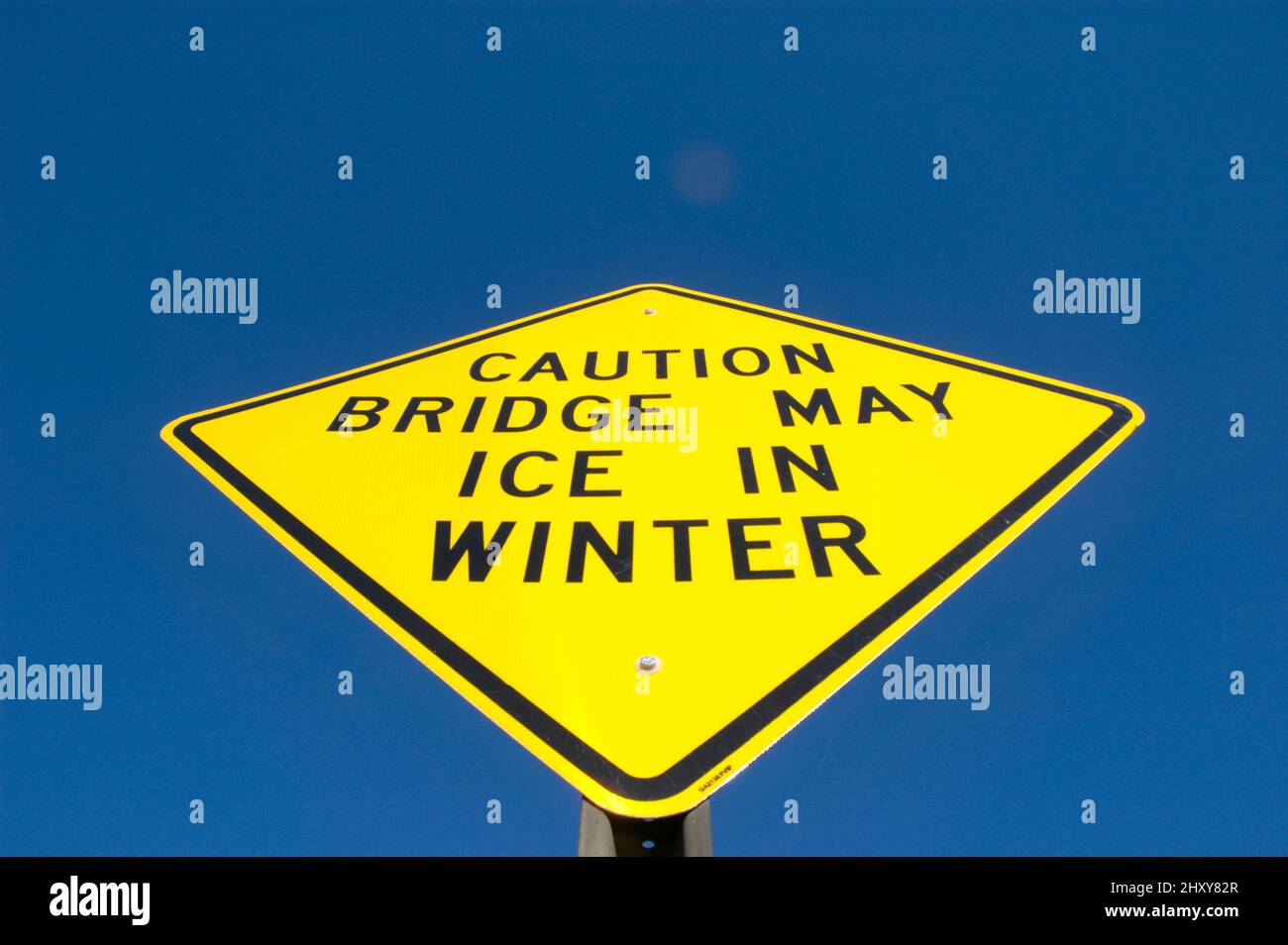 Freeway and road signs on the shoulder of the roadway bed Stock Photo ...