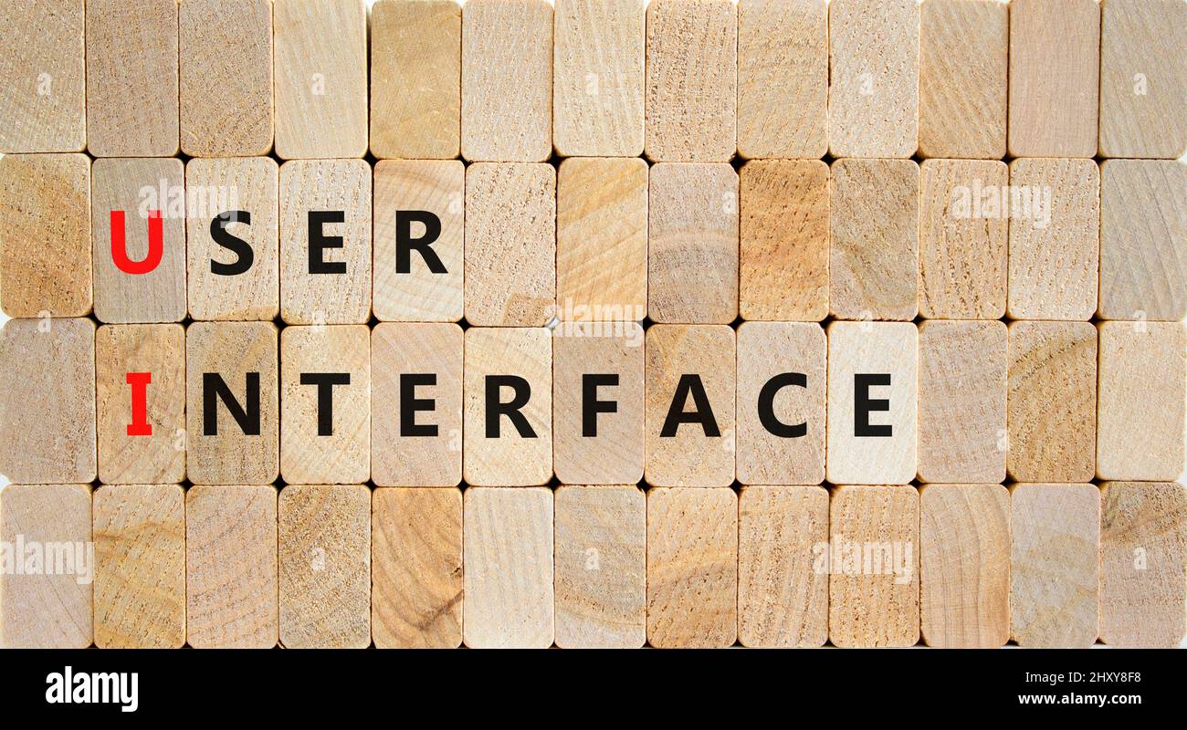 UI user interface symbol. Concept words UI user interface on wooden ...