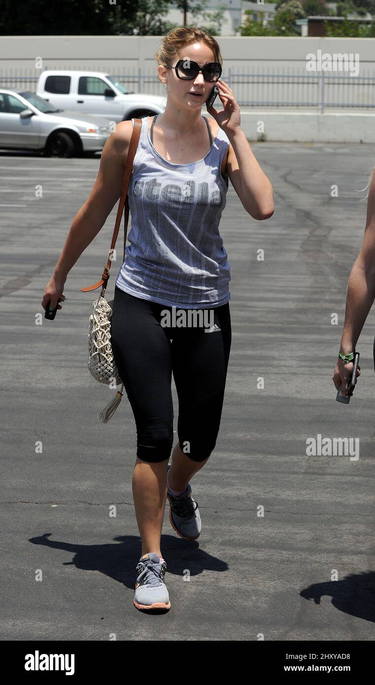 Jennifer Lawrence is seen talking on the phone whilst running errands ...