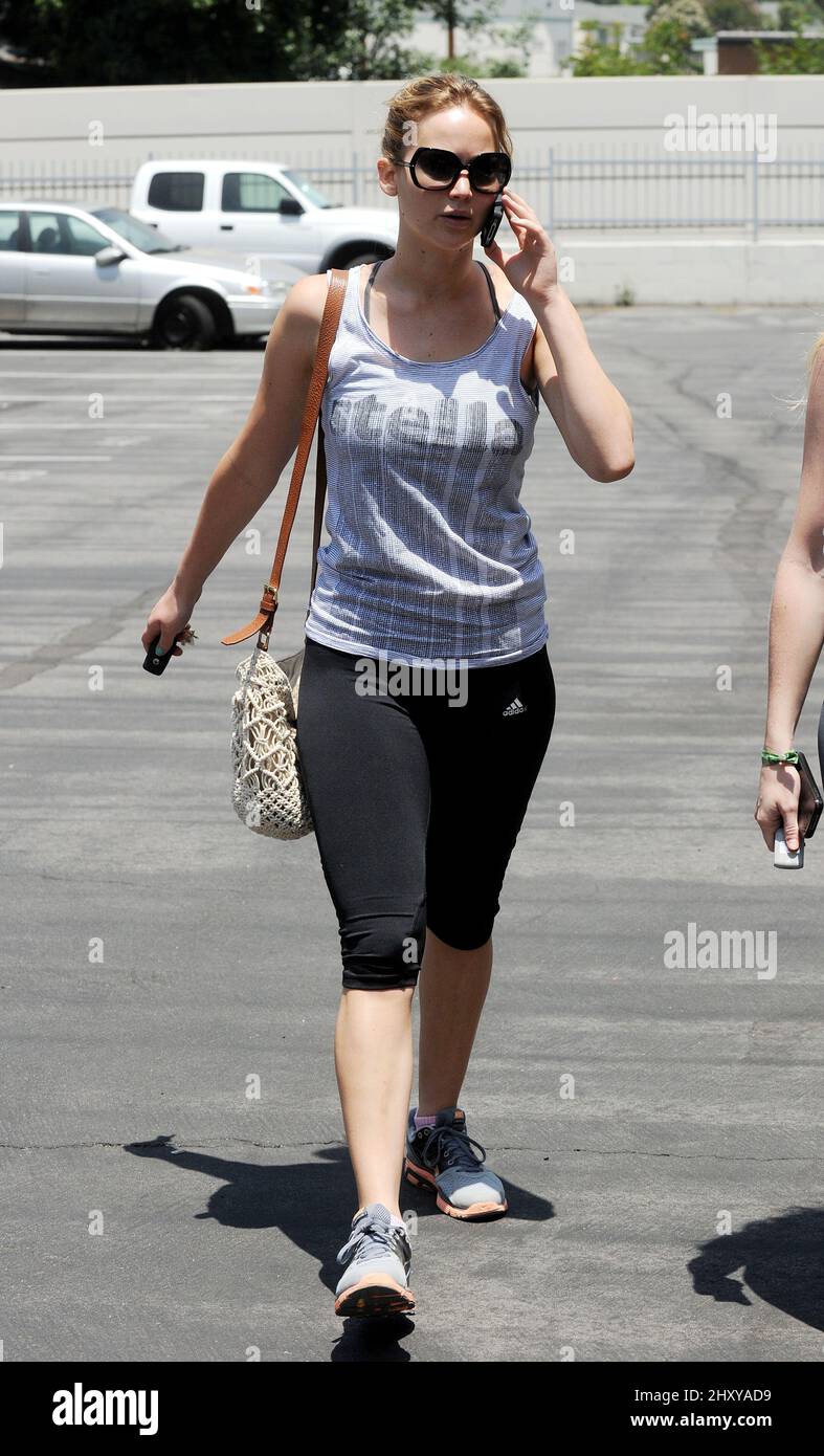 Jennifer Lawrence is seen talking on the phone whilst running errands ...
