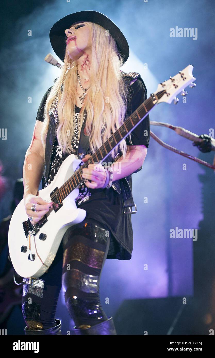 Alice Cooper and Orianthi Panagaris performs live during his 2012 tour ...