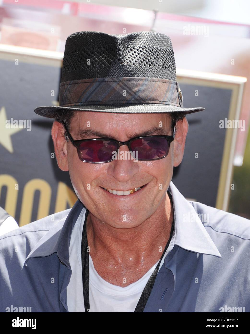 Actor Charlie Sheen attending a ceremony where musician Slash has been ...