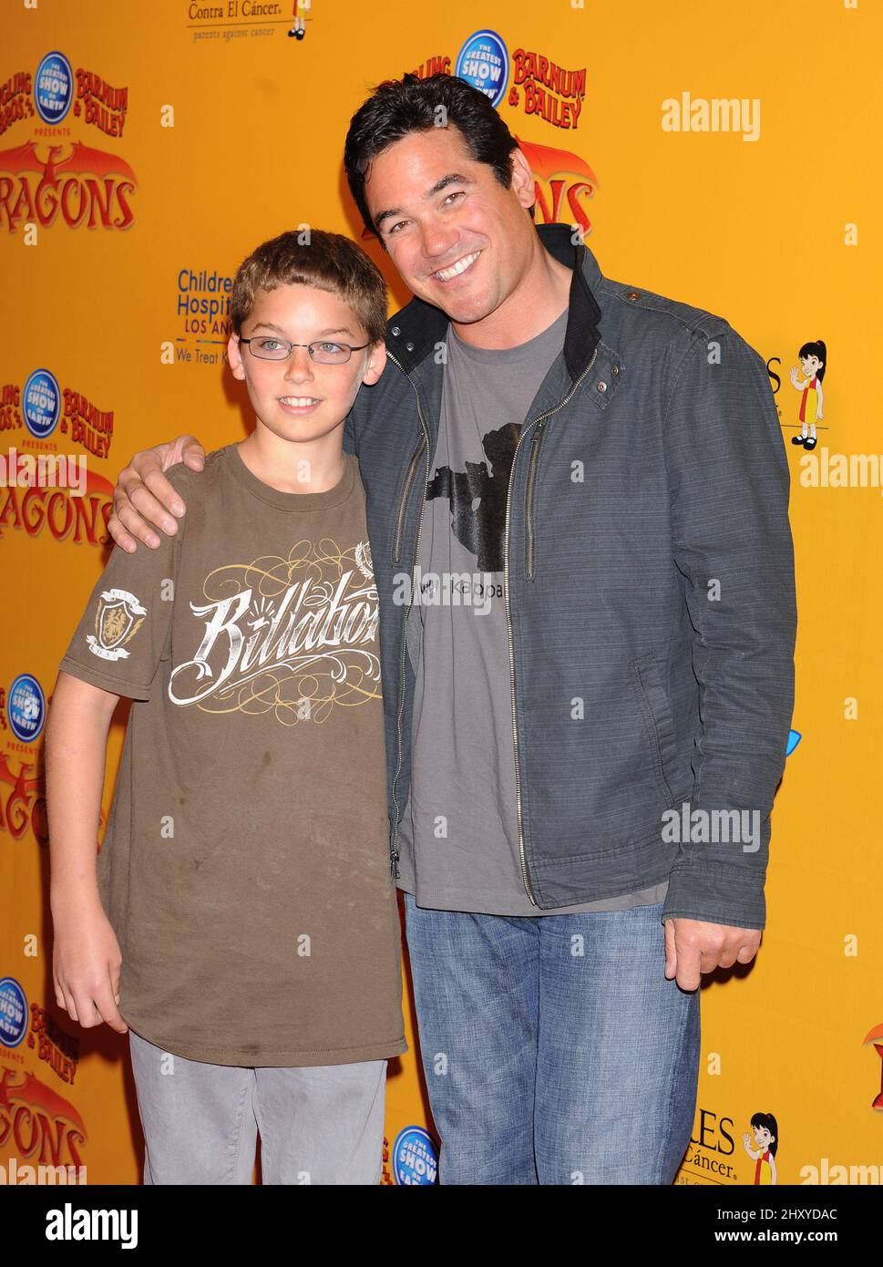 Dean Cain and son Christopher Cain attends the premiere of "Dragons ...