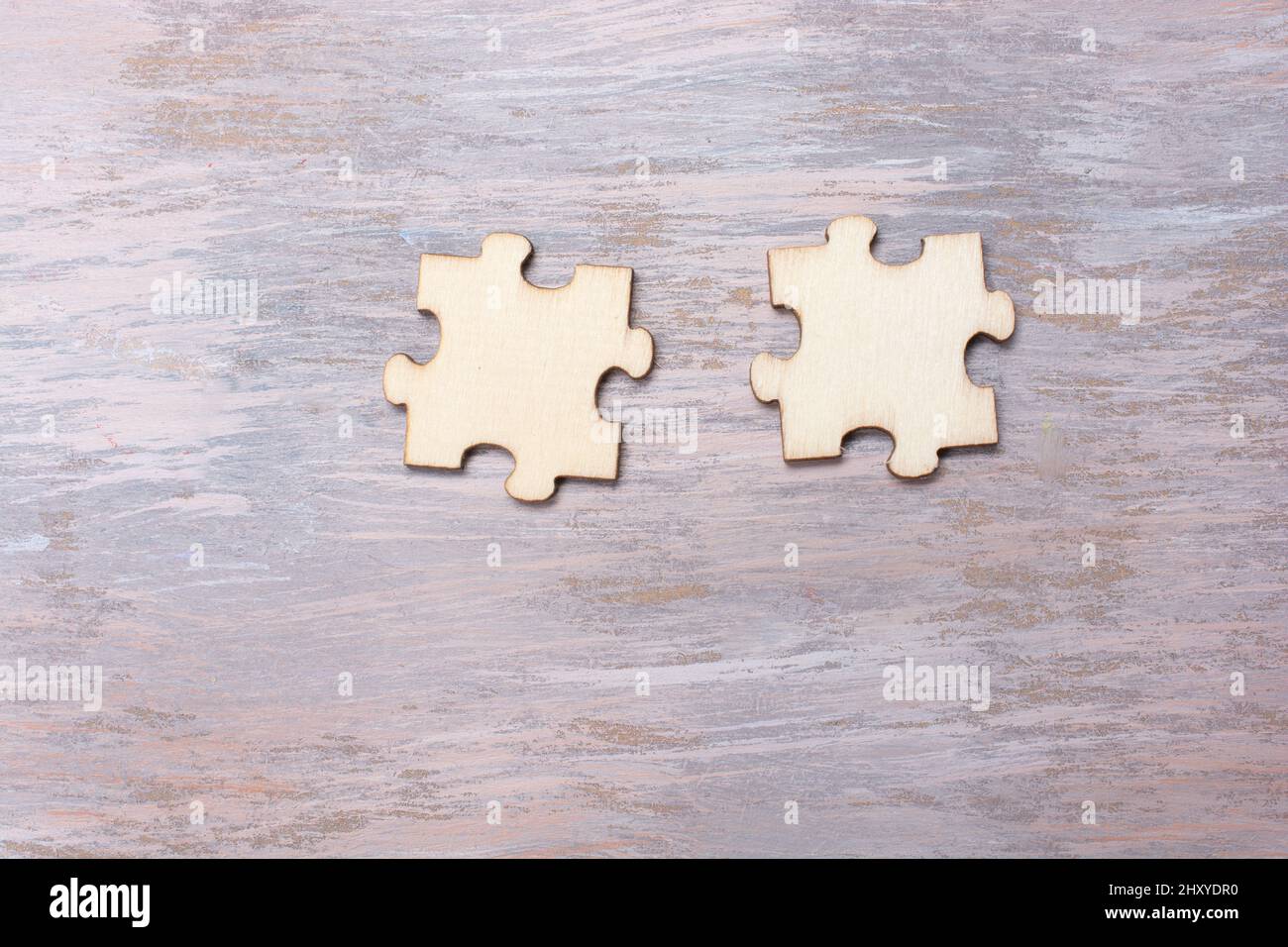 Top view of two empty puzzle pieces Stock Photo - Alamy