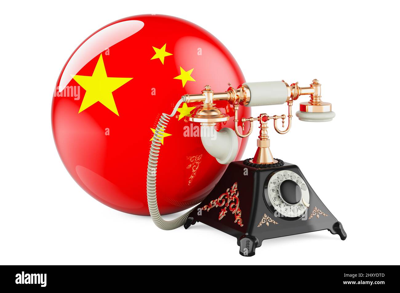 Phone with Chinese flag. Communication services in China, concept. 3D ...