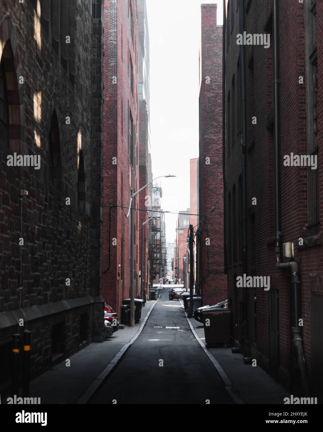 Narrow street between residential buildings in Boston Stock Photo - Alamy