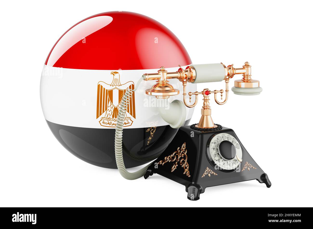 Phone with Egyptian flag. Communication services in Egypt, concept. 3D ...