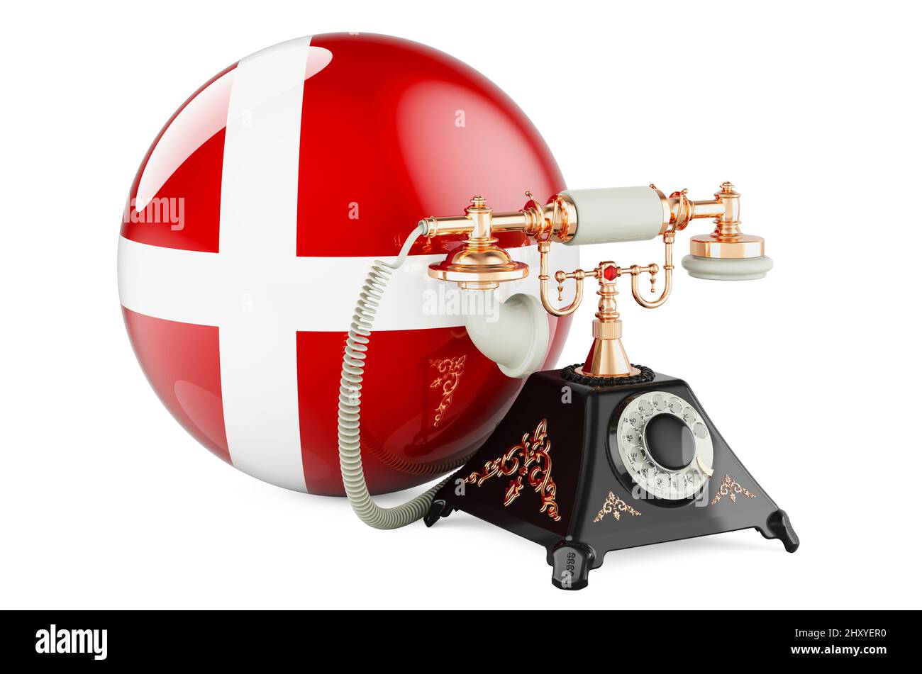 Phone with Danish flag. Communication services in Denmark, concept. 3D ...