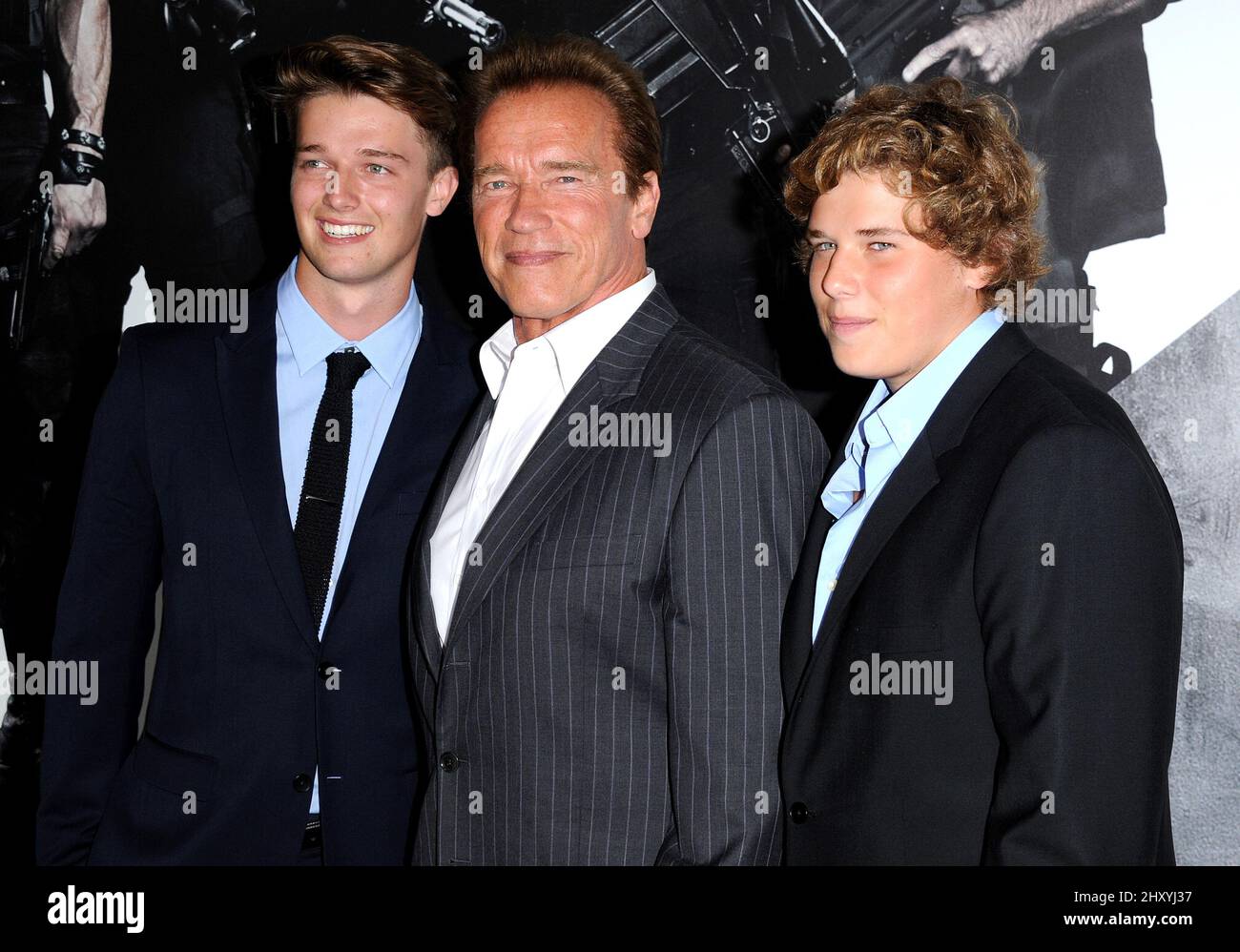 Arnold Schwarzenegger and his sons attends the "The Expendables 2" Los ...