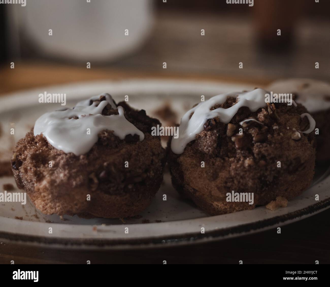 Closeup of chocolate muffins in a cafe Stock Photo - Alamy