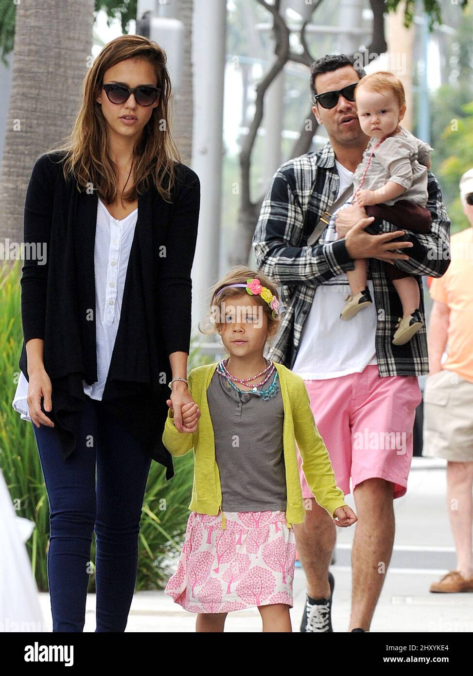 Jessica Alba, her husband, Cash Warren, and her daughters, Honor and ...