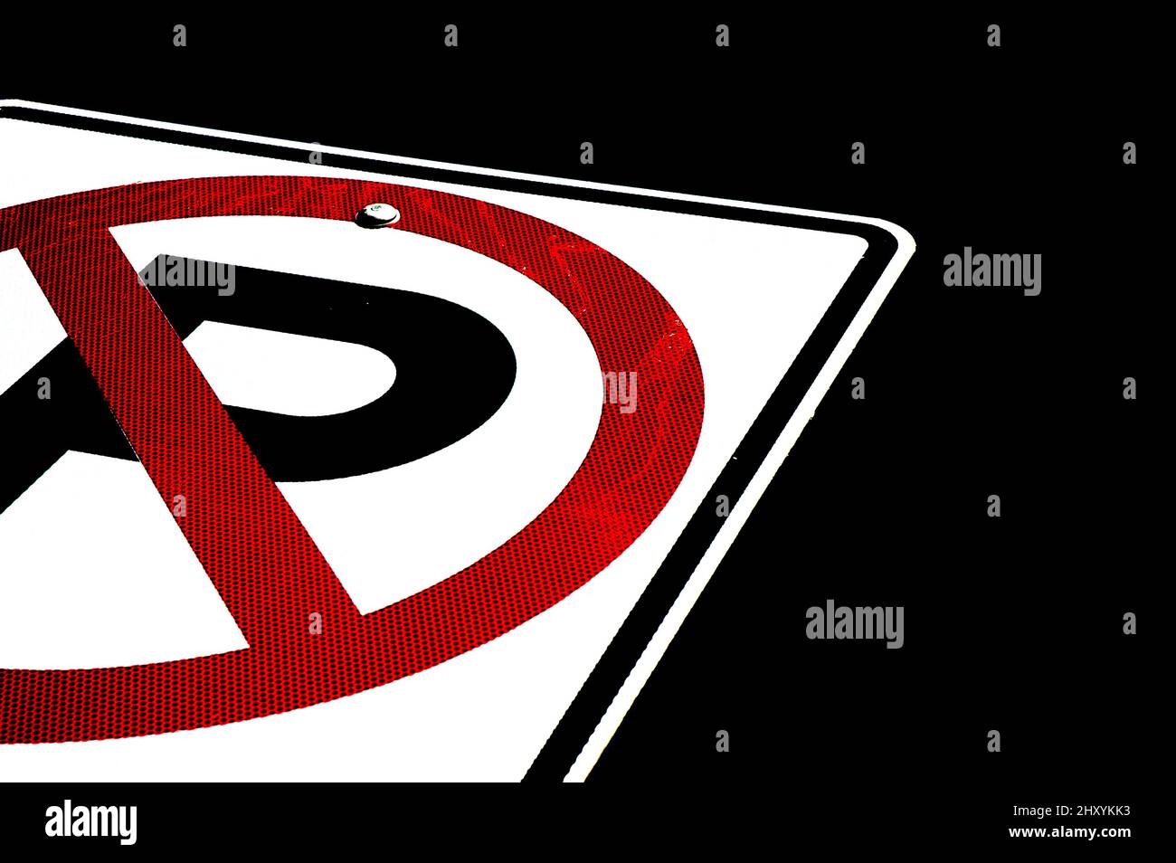 Freeway and road signs on the shoulder of the roadway bed Stock Photo ...