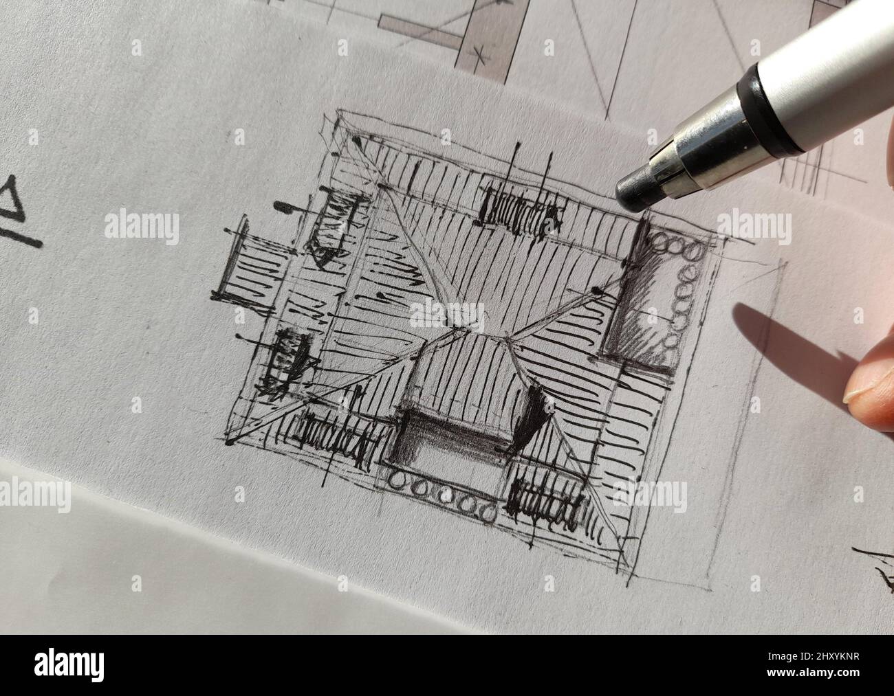 Man draws drawing ruler hi-res stock photography and images - Alamy