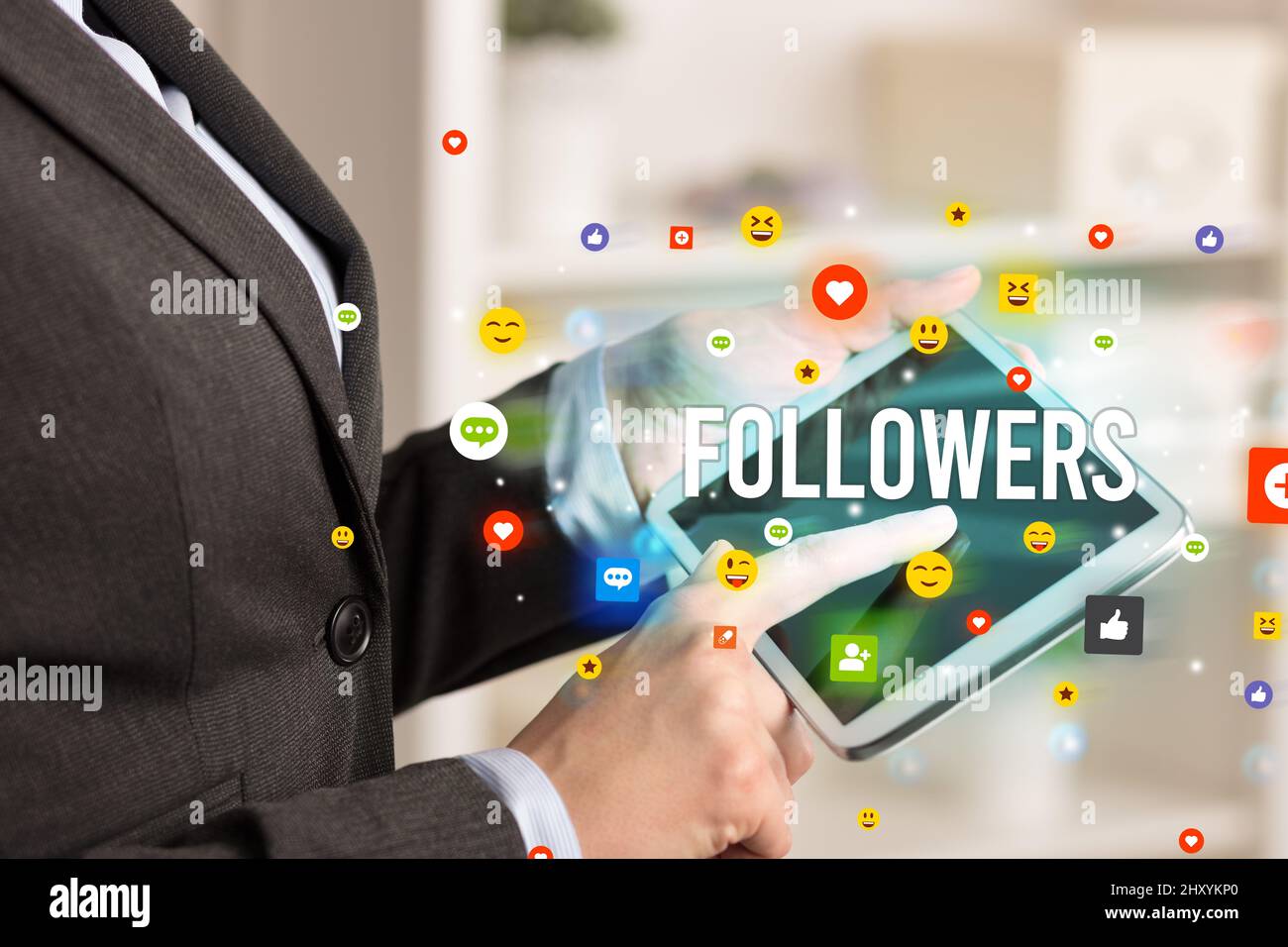 business person playing multimedia concept Stock Photo - Alamy