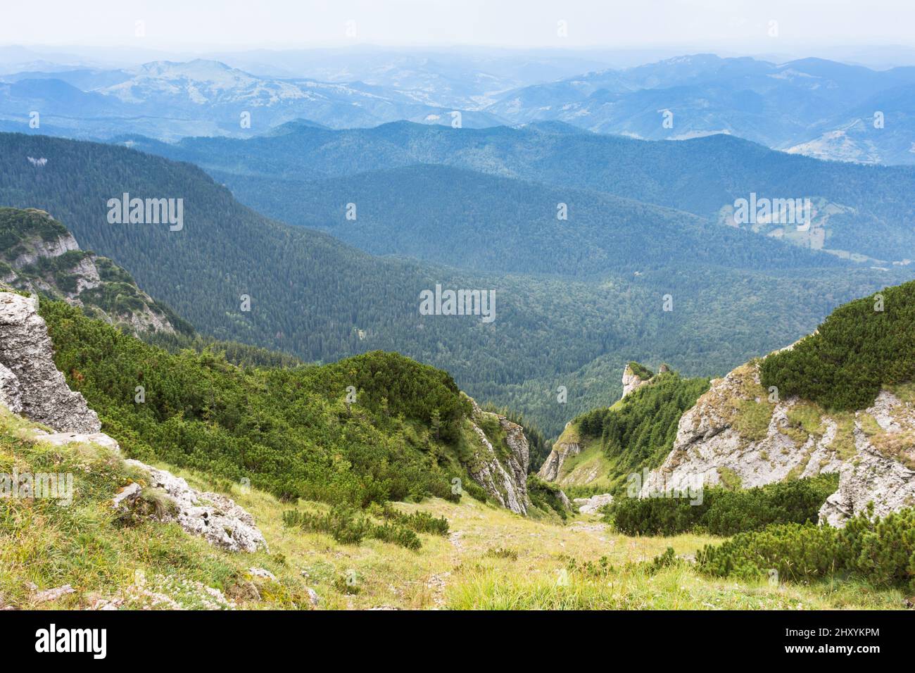 Scenic view of the Ceahlau Massif mountains in Romania Stock Photo - Alamy