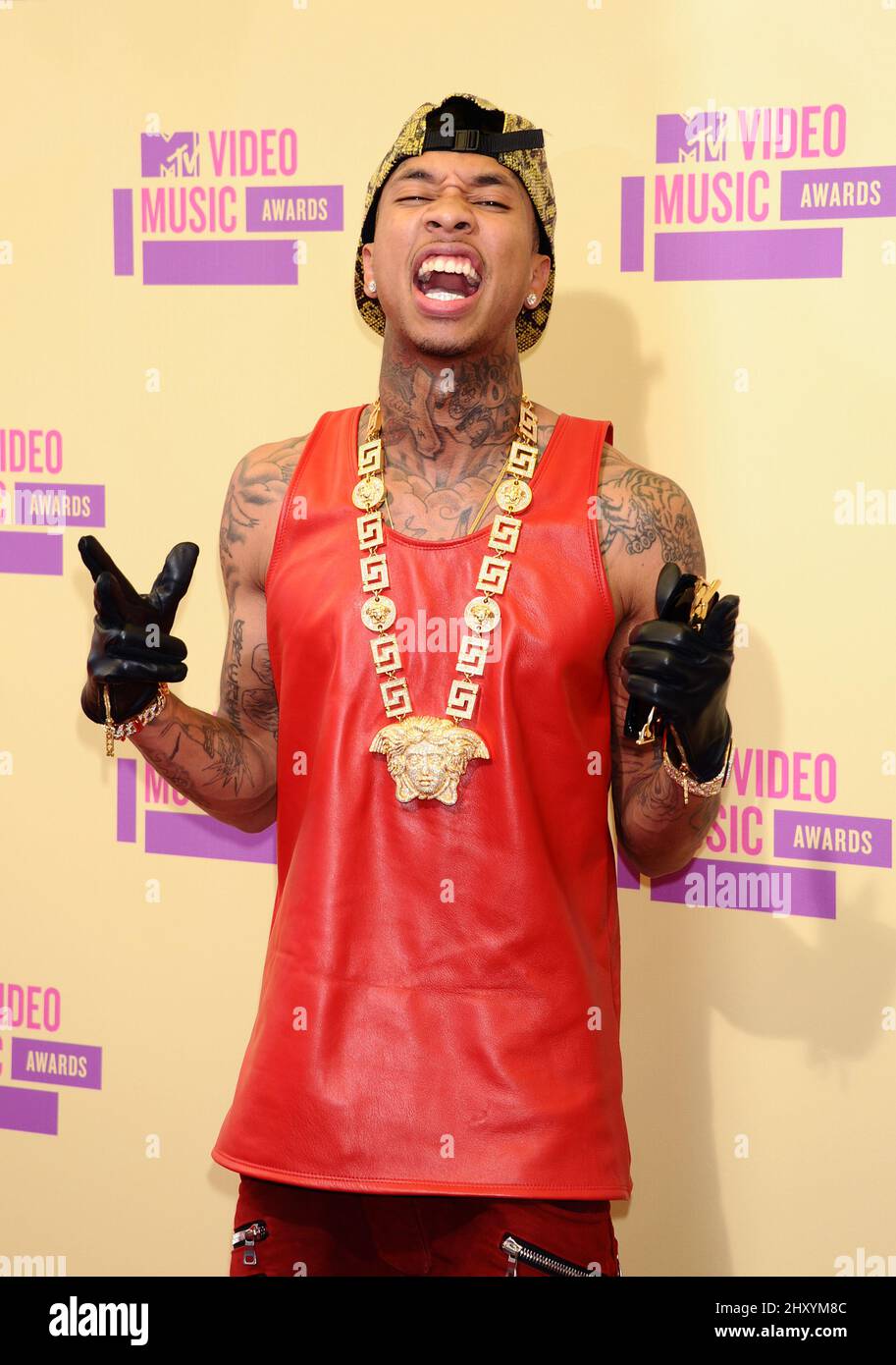 Tyga arriving at the 2012 MTV Video Music Awards at Staples Centre, Los ...