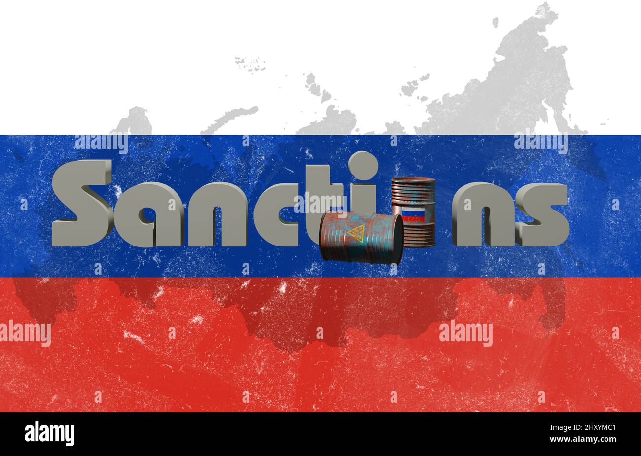 Of Russian flag with text Sanctions Stock Photo - Alamy
