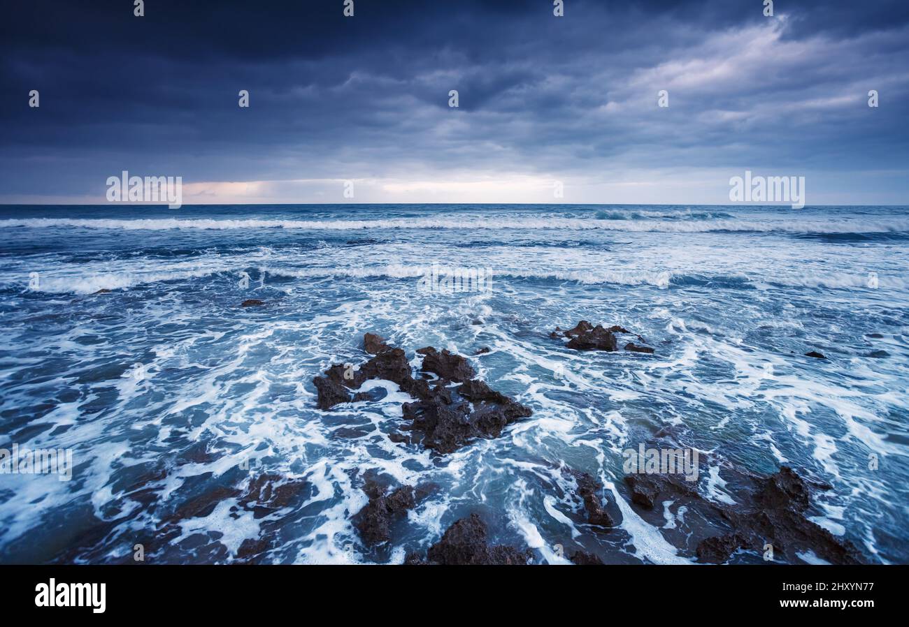 Fantastic view of the nature reserve Monte Cofano. Dramatic scene ...
