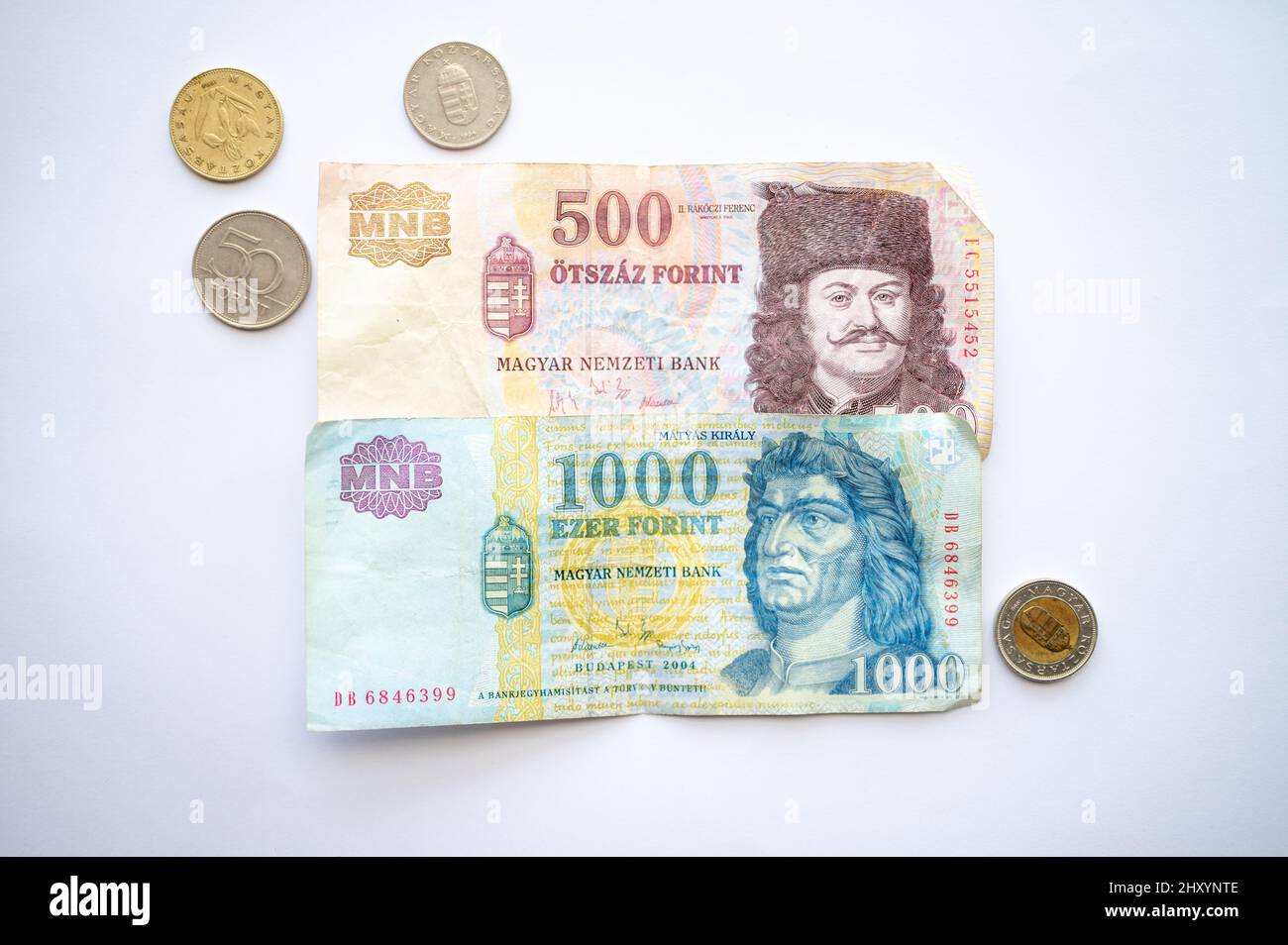 Old Hungarian bank notes and coinds Stock Photo - Alamy