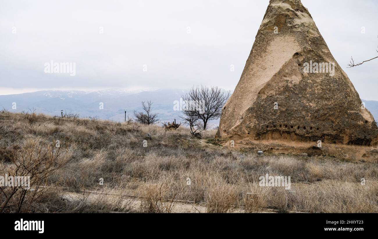 A beautiful shot of a huge stone in Pasabag Monks Valley in Cappadocia ...