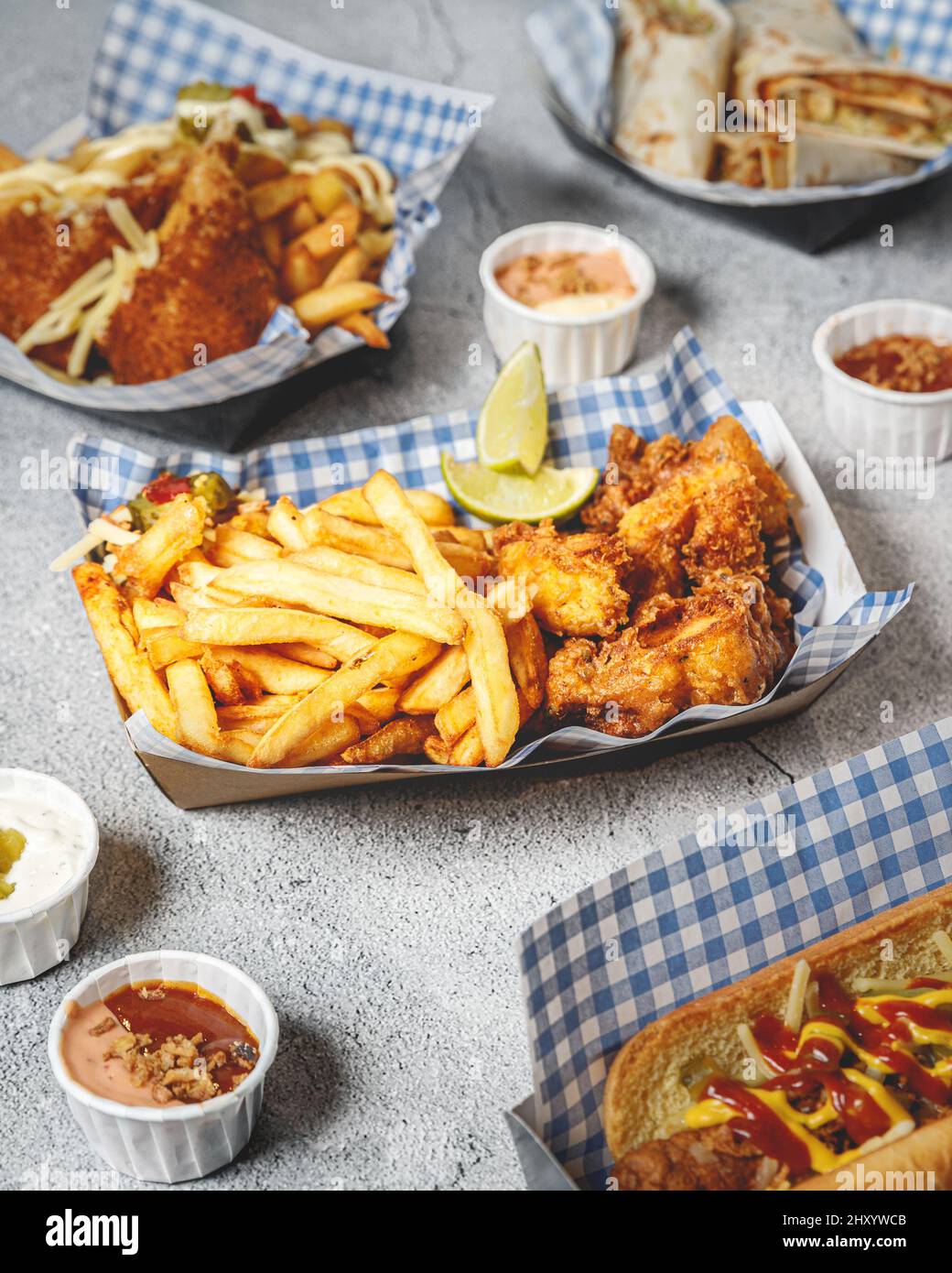 Photo of fast food assortment Stock Photo - Alamy