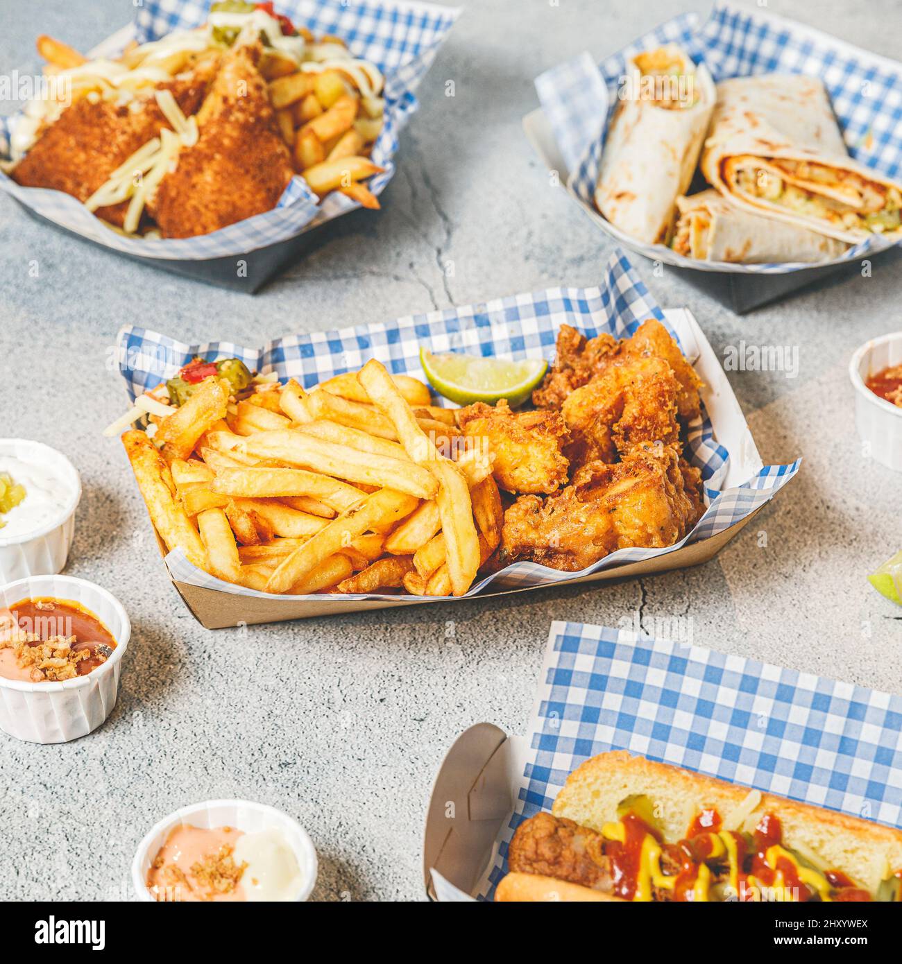 Photo of fast food assortment Stock Photo - Alamy