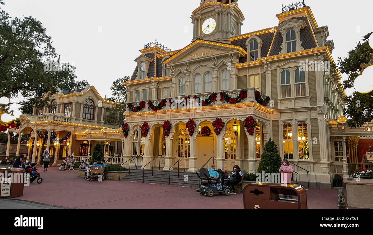 Orlando, FL USA - November 27, 2020: City Hall on Main Street USA at ...