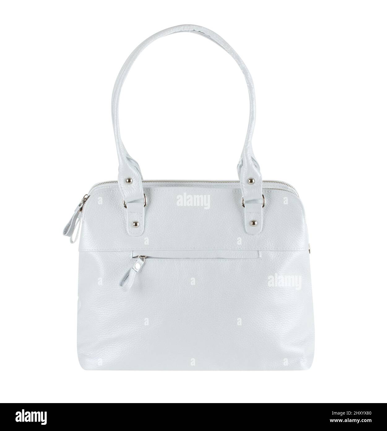 Back side of classic white women handbag isolated on white background ...