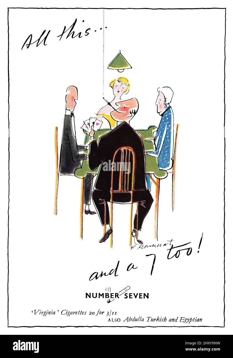 1952 British advertisement for Abdulla Number Seven cigarettes Stock ...