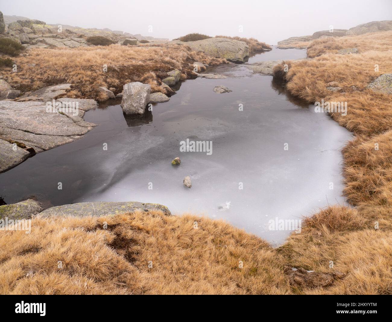 Frozen waterfall with small lake hi-res stock photography and images ...