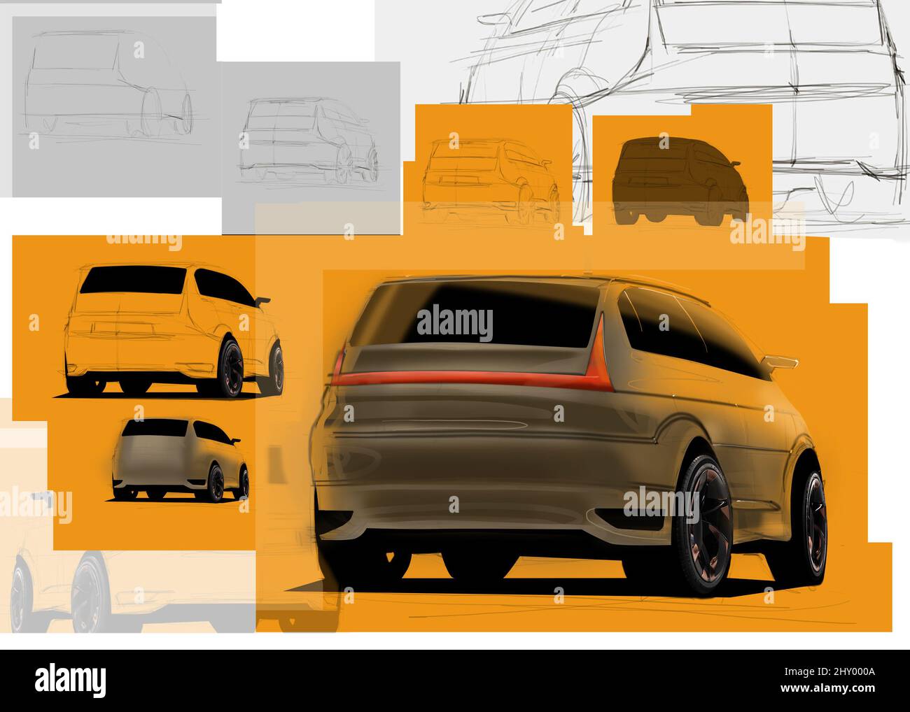 Digital sketch of a modern automotive concept car Stock Photo - Alamy